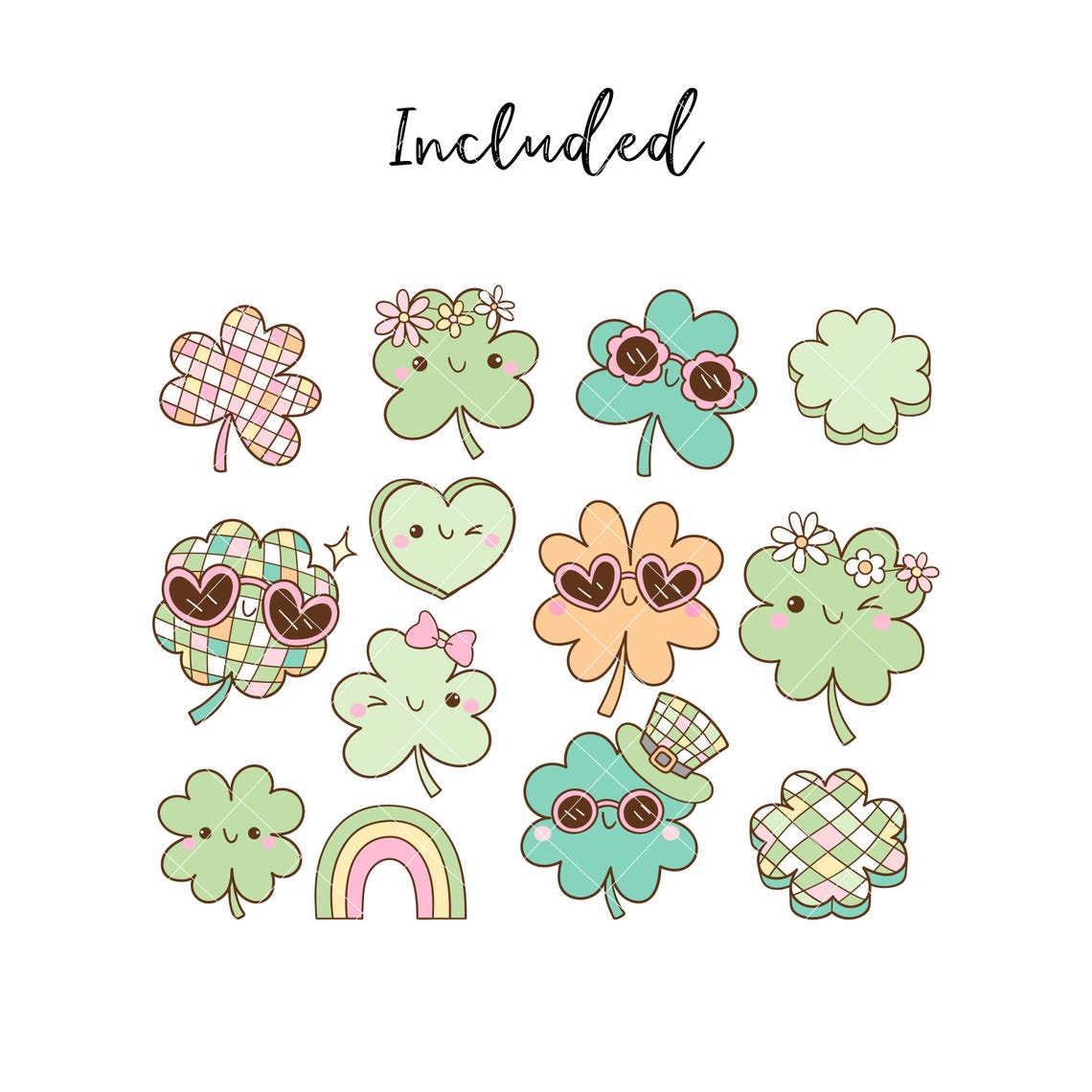 Groovy Retro Shamrock Clipart Retro Clover Png Disco Shamrock St ...