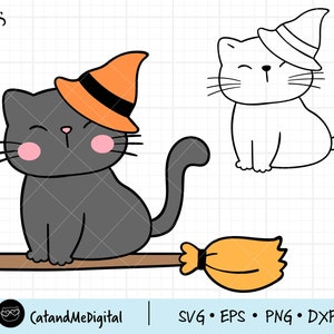 Witch Cat Halloween Svg Black Cats Svg Halloween Png Fall Autumn ...