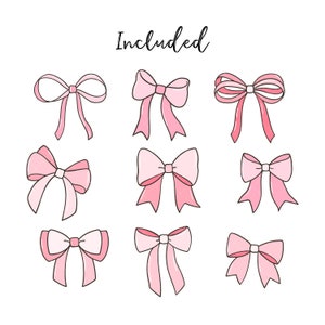 Coquette Pink Bows Clipart Ribbon Clipart Fashion Clipart Soft Girl ...