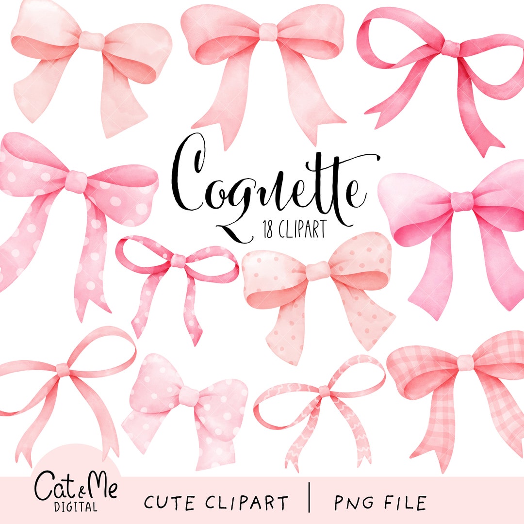 Buy Watercolor Pink Coquette Ribbon Clipart Gift Bow Clipart Fashion ...