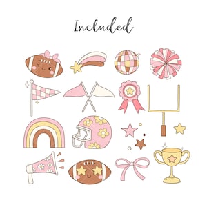 Retro Girly Football Clipart Pink Girl Football Png Trendy Sport Png ...