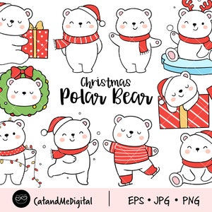 Christmas Polar Bear Clipart Bear Clipart Holiday Clipart Christmas ...