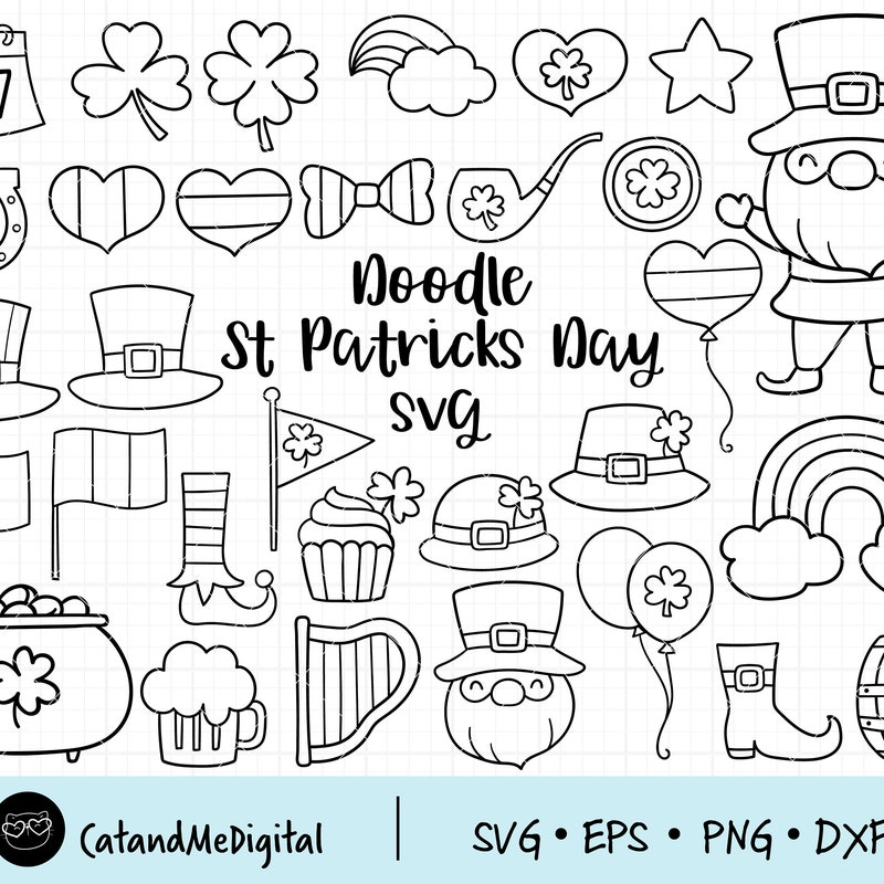 St. Patrick's Day Black and White Clip Art - Etsy