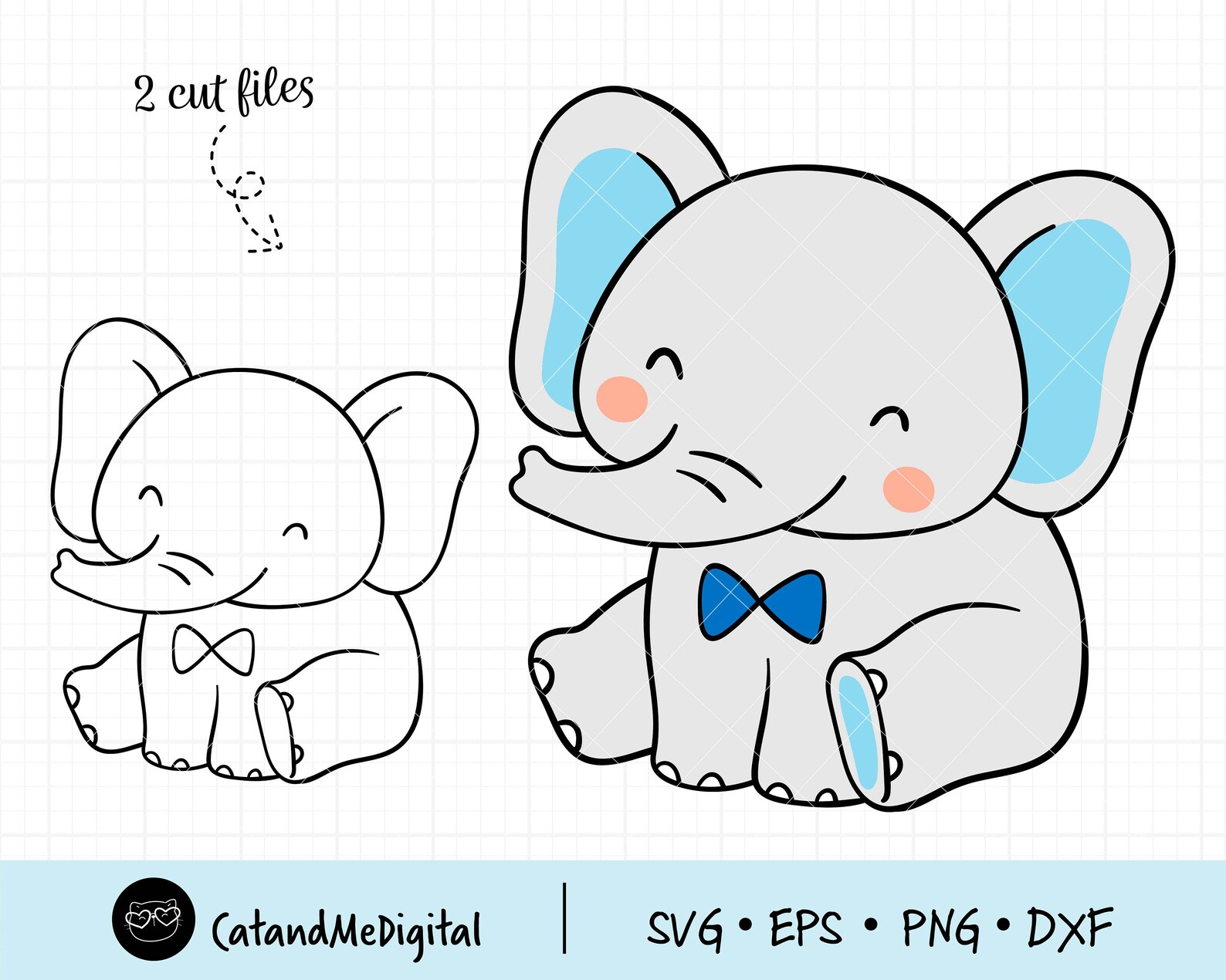 Baby elephant boy birthday Svg Elephant with bow Elephant boy | Etsy