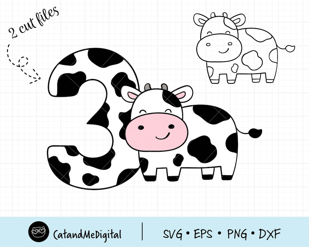 Cow Birthday Svg Third Birthday Svg Birthday Boy Girl Kid Cow Svg Kids ...