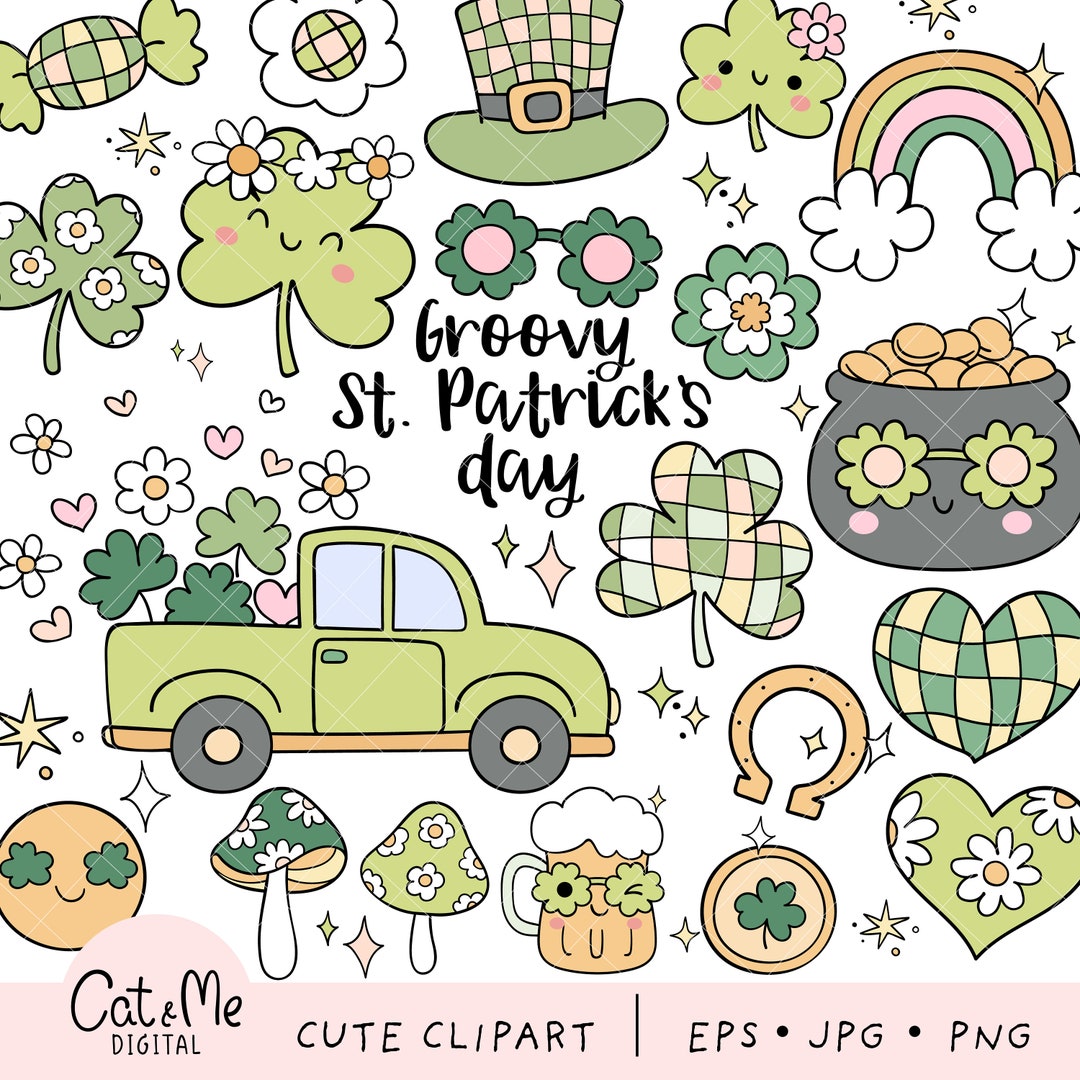 Groovy Retro St. Patrick's Day Retro St Patricks Clipart Retro Spring ...