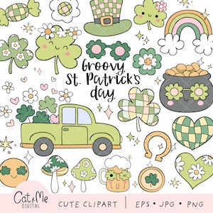 Groovy Retro St. Patrick's Day Retro St Patricks Clipart Retro Spring ...