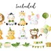 Watercolor Safari Party Clipart Jungle Animals Png Nursery Decor Art ...