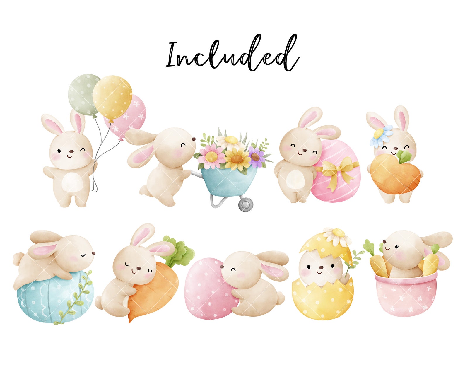 Easter Bunny Clipart Spring Clipart Baby Bunny Png Watercolour - Etsy