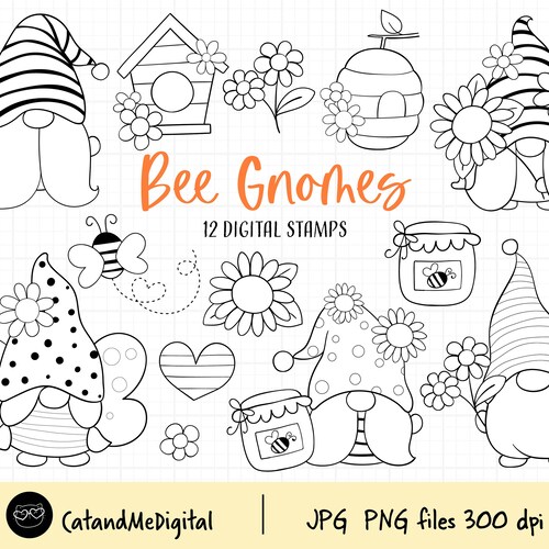 Digital Stamp St Patrick Gnomes Gnome Clipart Gnome Outline - Etsy