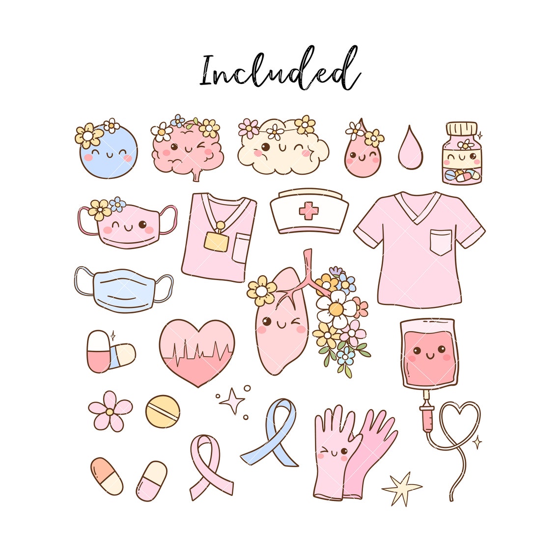 Retro Nurse Life Clipart Pink Nurse Png Medical Clipart Groovy Mental ...