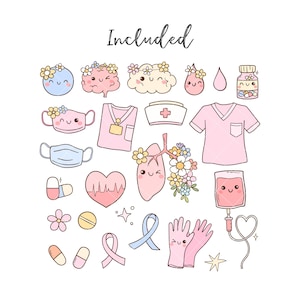 Retro Nurse Life Clipart Pink Nurse Png Medical Clipart Groovy Mental ...