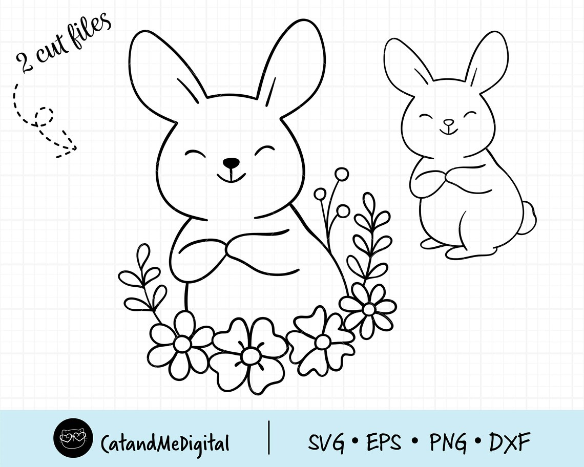 Bunny Flower Svg Easter Svg Rabbit Cut File Animal Face Svg - Etsy