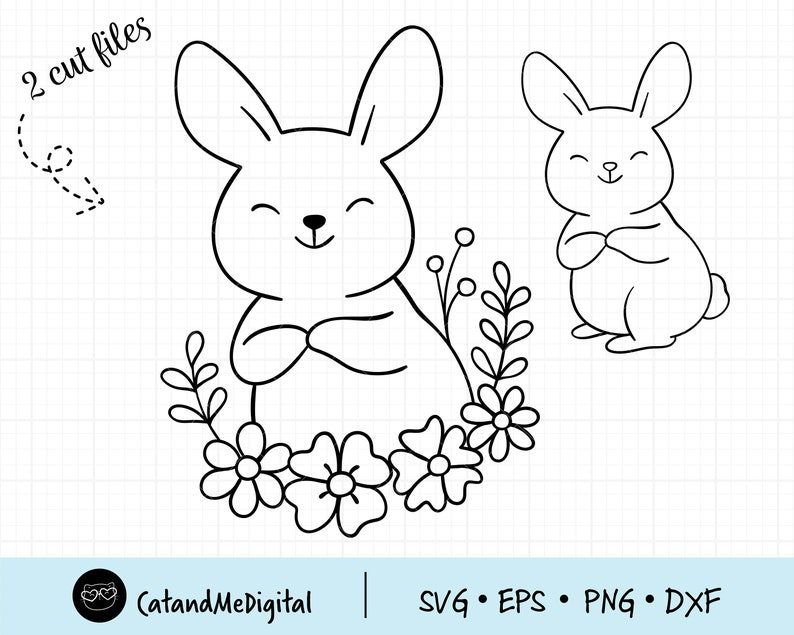 Bunny Flower Svg Easter Svg Rabbit Cut File Animal Face Svg - Etsy