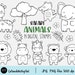 Safari Animals Digital Stamp Wild Animals Clipart Outline Coloring Baby ...
