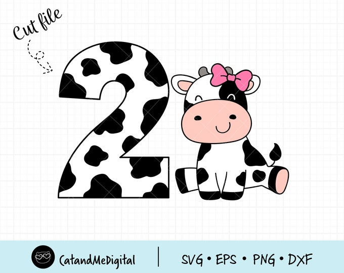 Número de vaca cumpleaños svg 1er cumpleaños svg Estampado de vaca svg ...