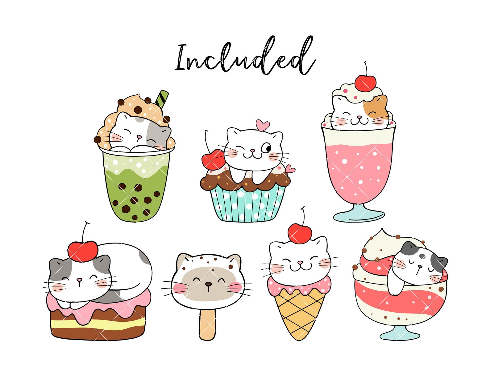 Cat sweet food clipart Bakery clipart Cat clipart Funny cat | Etsy