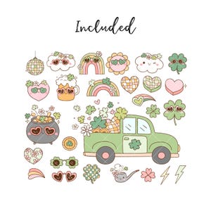 Groovy Retro St Patricks Day Clipart Spring Clipart Lucky Day Png ...