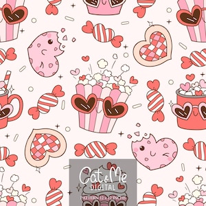 Valentines Treat Seamless Pattern Groovy Valentine Seamless Valentine ...