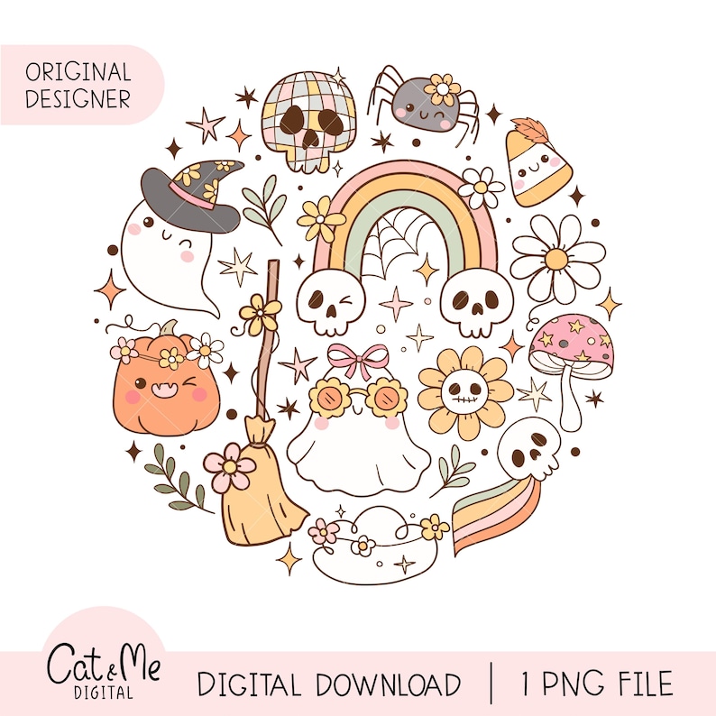 Doodle Retro Halloween Png Groovy Disco Halloween Png Spooky Ghost Png ...