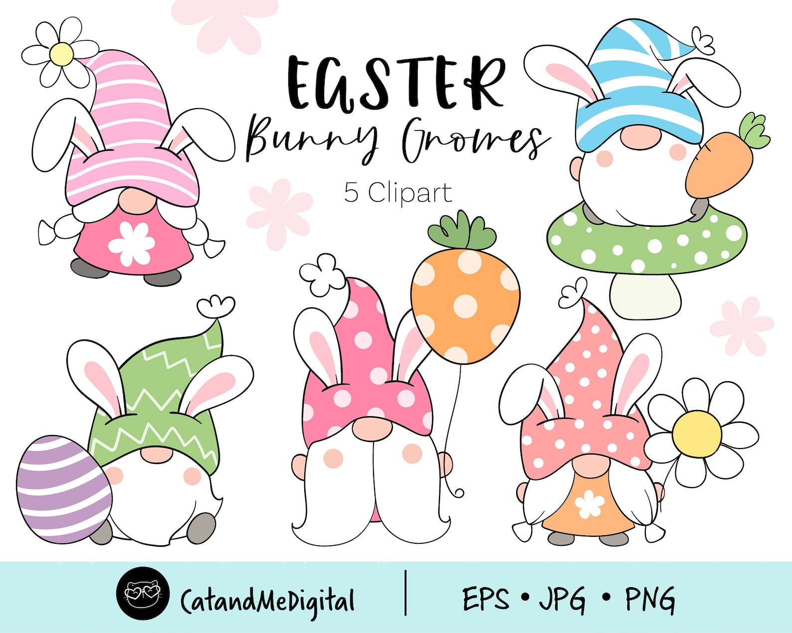 Sweet Easter Gnome Clipart Easter Clipart Spring Gnome Nordic | Etsy