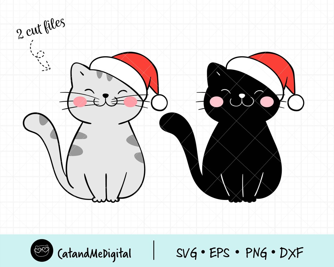 Christmas Cat SVG Cut File Christmas Clipart Christmas Holidays Kitten ...