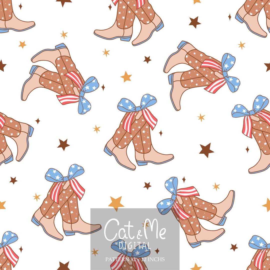 Coquette Fourth of July Pattern Cowgirl Boots Seamless 4th of July ...