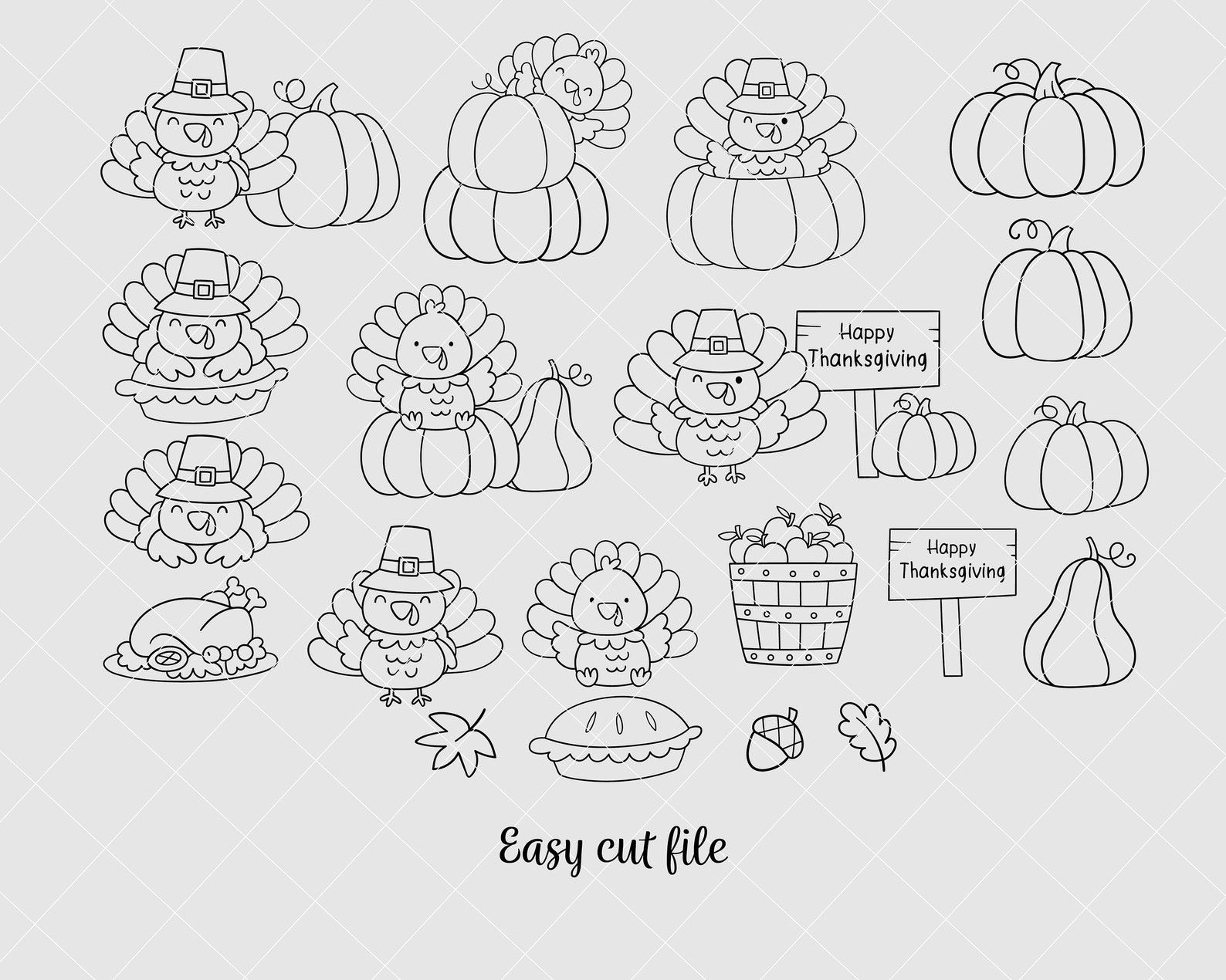 Doodle Thanksgiving Svg Outline Turkey Svg Thanksgiving Svg Turkey ...