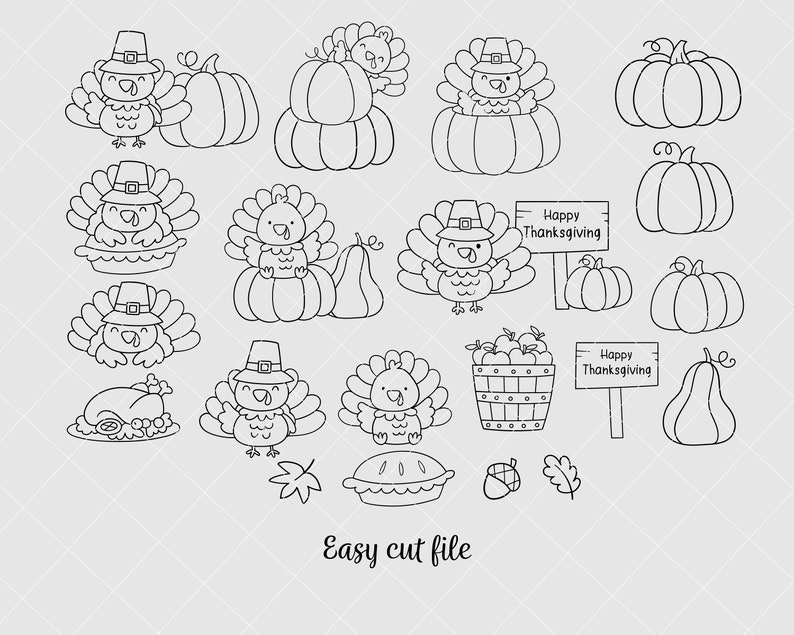 Doodle Thanksgiving Svg Outline Turkey Svg Thanksgiving Svg Turkey ...
