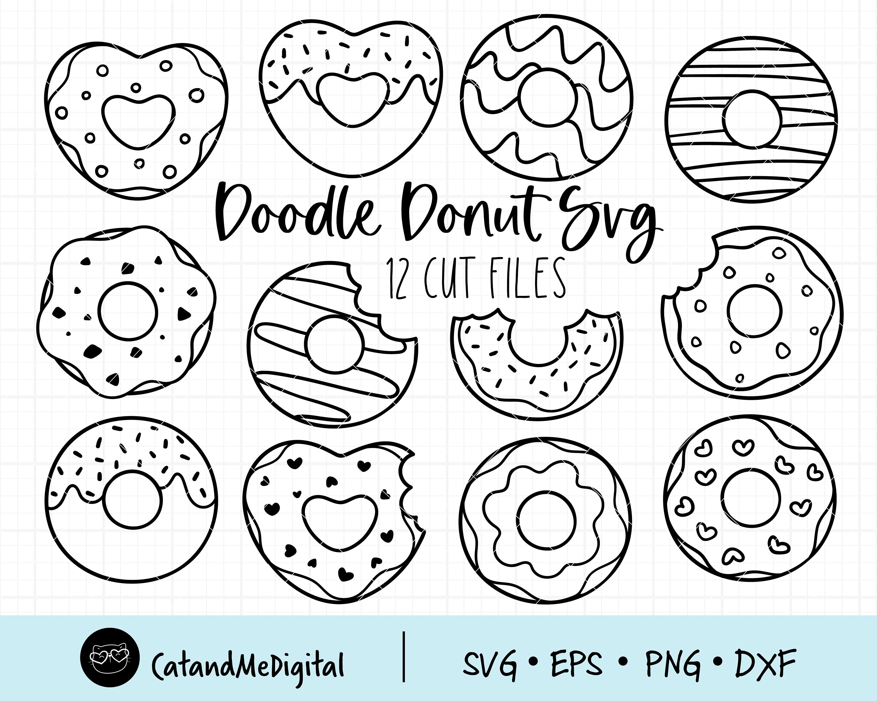 Doodle Donut Svg Donut Clipart Doughnut Svg Kawaii Food Svg - Etsy