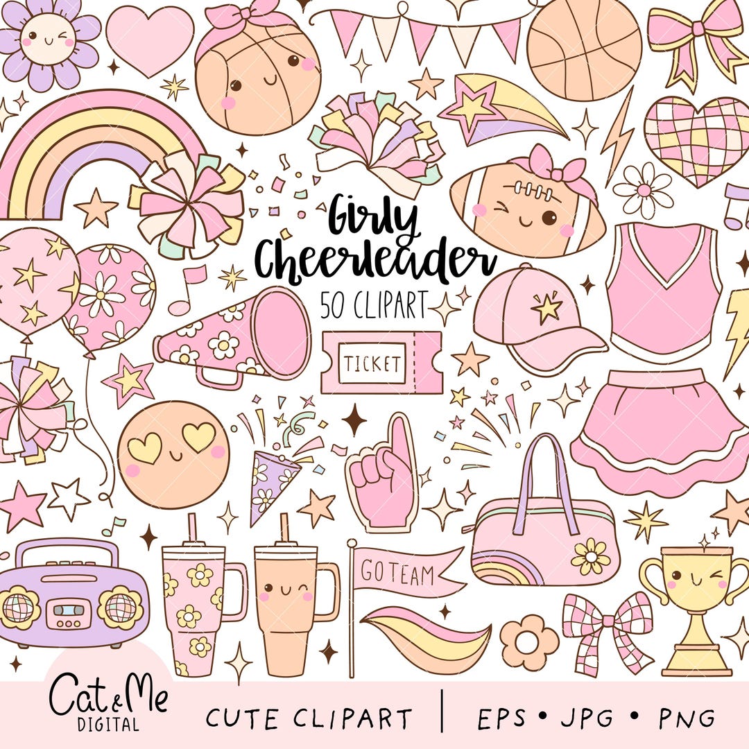 Girly Cheerleader Clipart Pink Cheerleading Png Pastel Vibes Png Cheer ...
