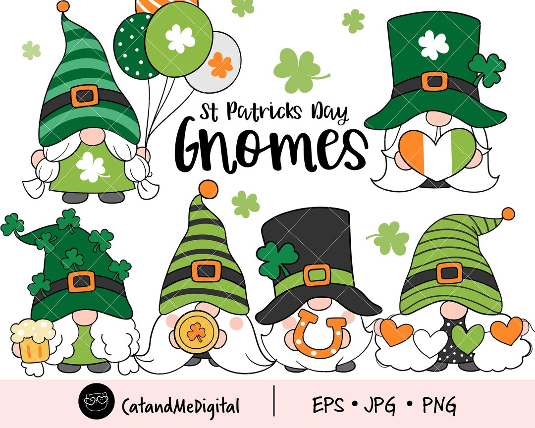 St Patricks Day Gnome Clipart Lucky Clipart Clover Clipart Nordic ...