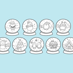 Snow Globes Digital Stamp Snowman Clipart Snow Globe Christmas Winter ...