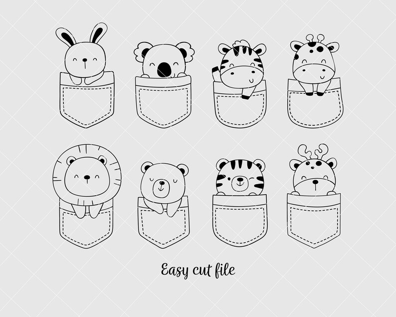 Pocket Animal Svg Forest Animal Svg Outline Woodland Clipart Kids Shirt ...