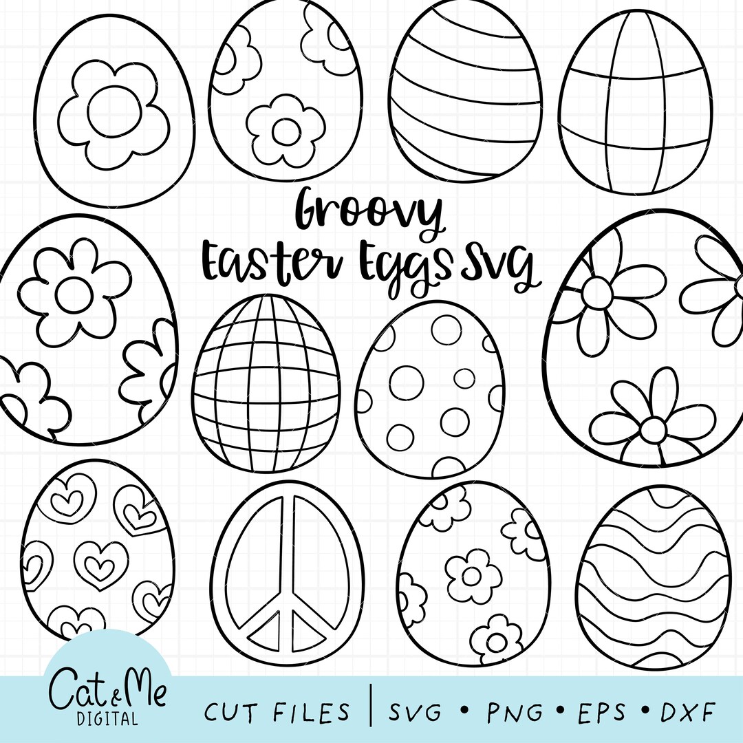 Groovy Easter Eggs Svg Doodle Eggs Svg Spring Svg Hippie Disco Easter ...
