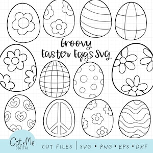 Groovy Easter Eggs Svg Doodle Eggs Svg Spring Svg Hippie Disco Easter ...