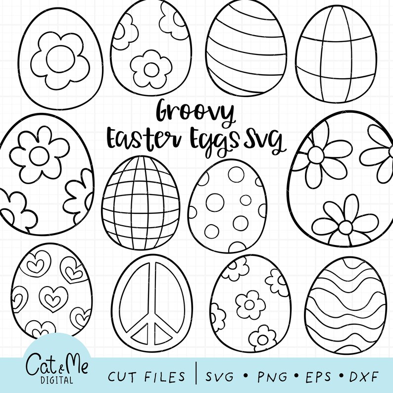 Groovy Easter Eggs Svg Doodle Eggs Svg Spring Svg Hippie Disco Easter ...