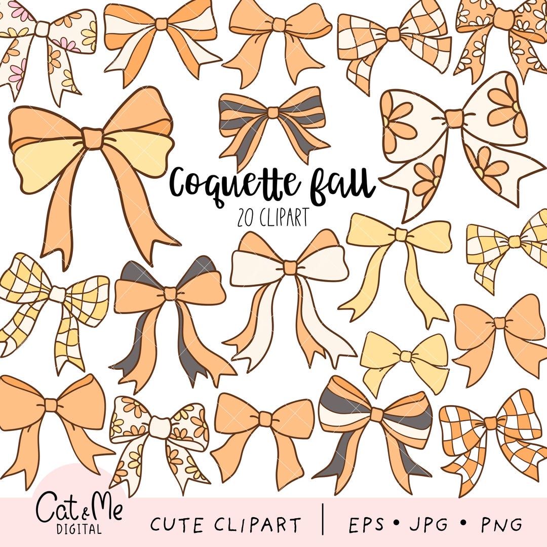 Coquette Fall Clipart Autumn Bow Clipart Retro Fall Bow Png Preppy Fall ...