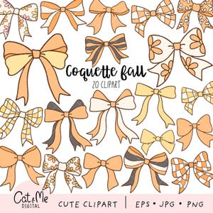 Coquette Fall Clipart Autumn Bow Clipart Retro Fall Bow Png Preppy Fall ...