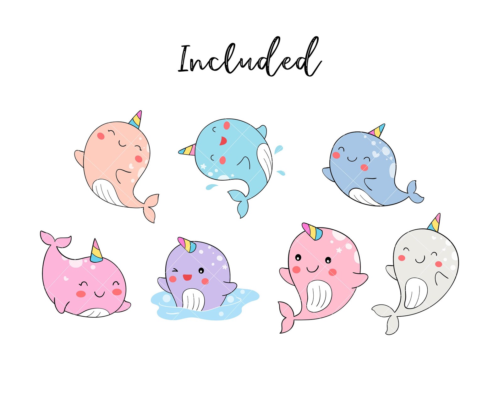 Narwhal Clipart Png Baby Narwhal Clipart Whale Unicorn Clipart | Etsy