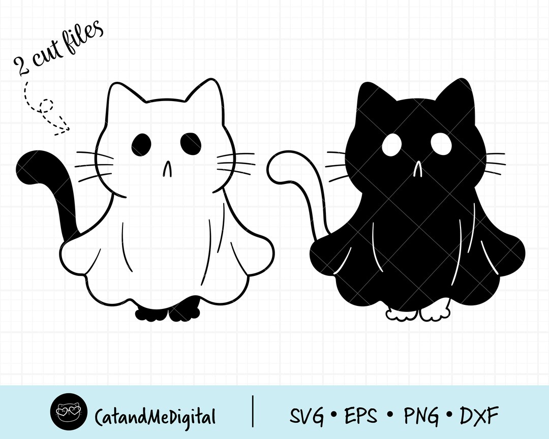 Сute Ghost Cat Svg Ghost Svg Halloween Svg Ghost Clipart Cat Svg Spooky ...