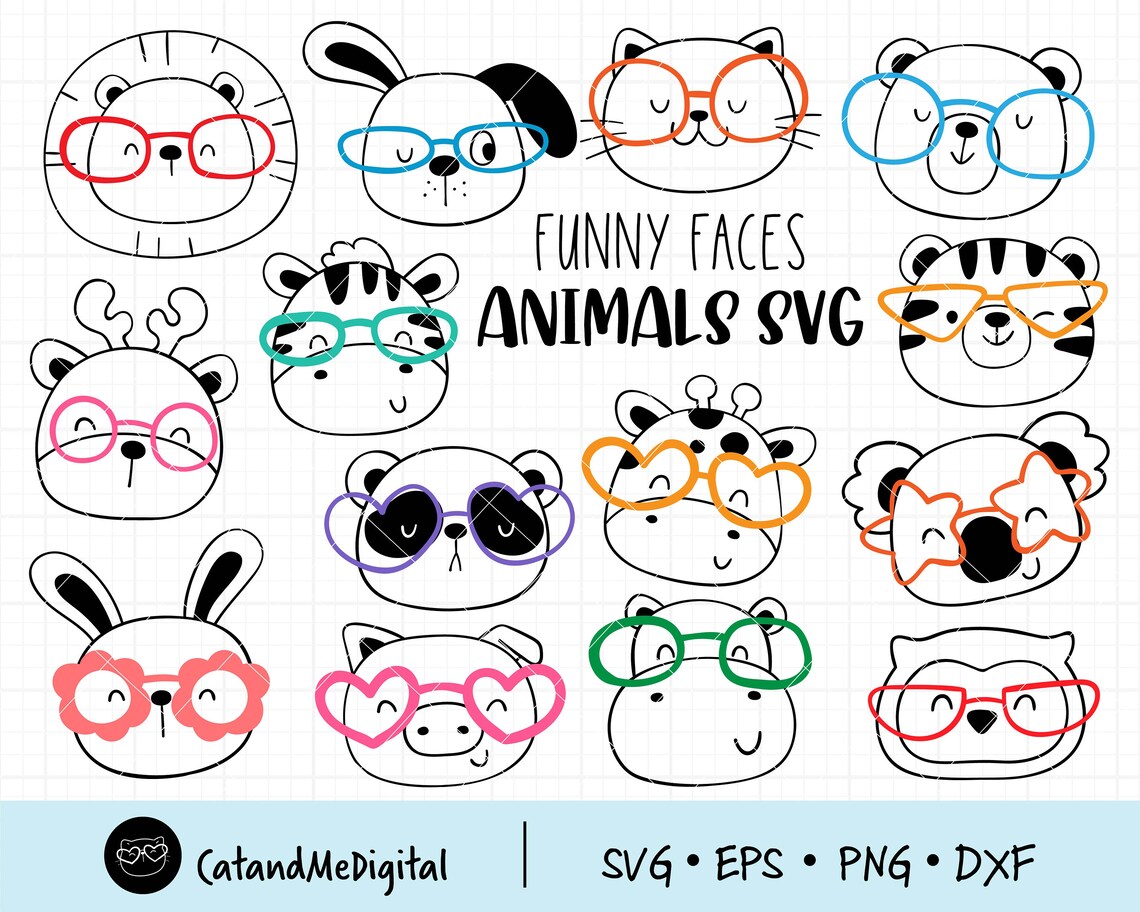 Faces Animals Svg Animal Face Clipart Woodland Animals Animal - Etsy