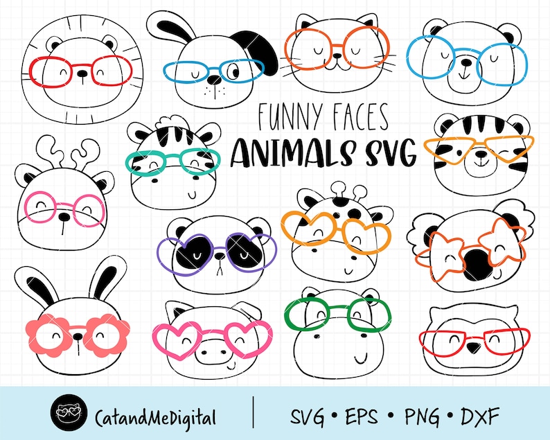 Faces Animals Svg Animal Face Clipart Woodland Animals Animal - Etsy