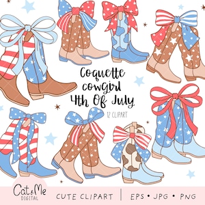 Coquette Cowgirl 4th of July Clipart Coquette Cowgirl Boots Png Cherry ...