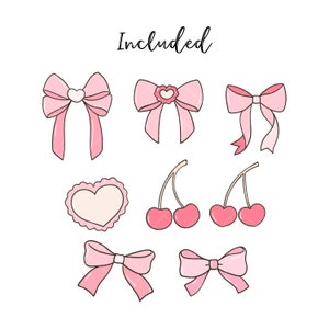 Coquette Pink Bows Clipart Ribbon Clipart Fashion Clipart Soft Girl ...