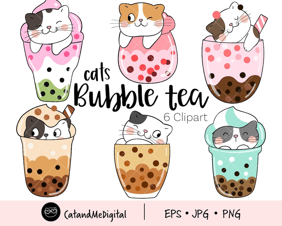 Cat Bubble Tea Clipart Boba Tea Clipart Tea Clipart Cat Clipart Funny ...