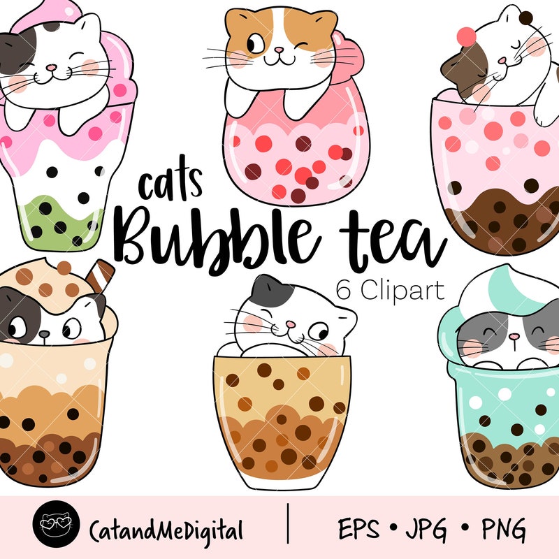 Kawaii Cat With Boba - Etsy