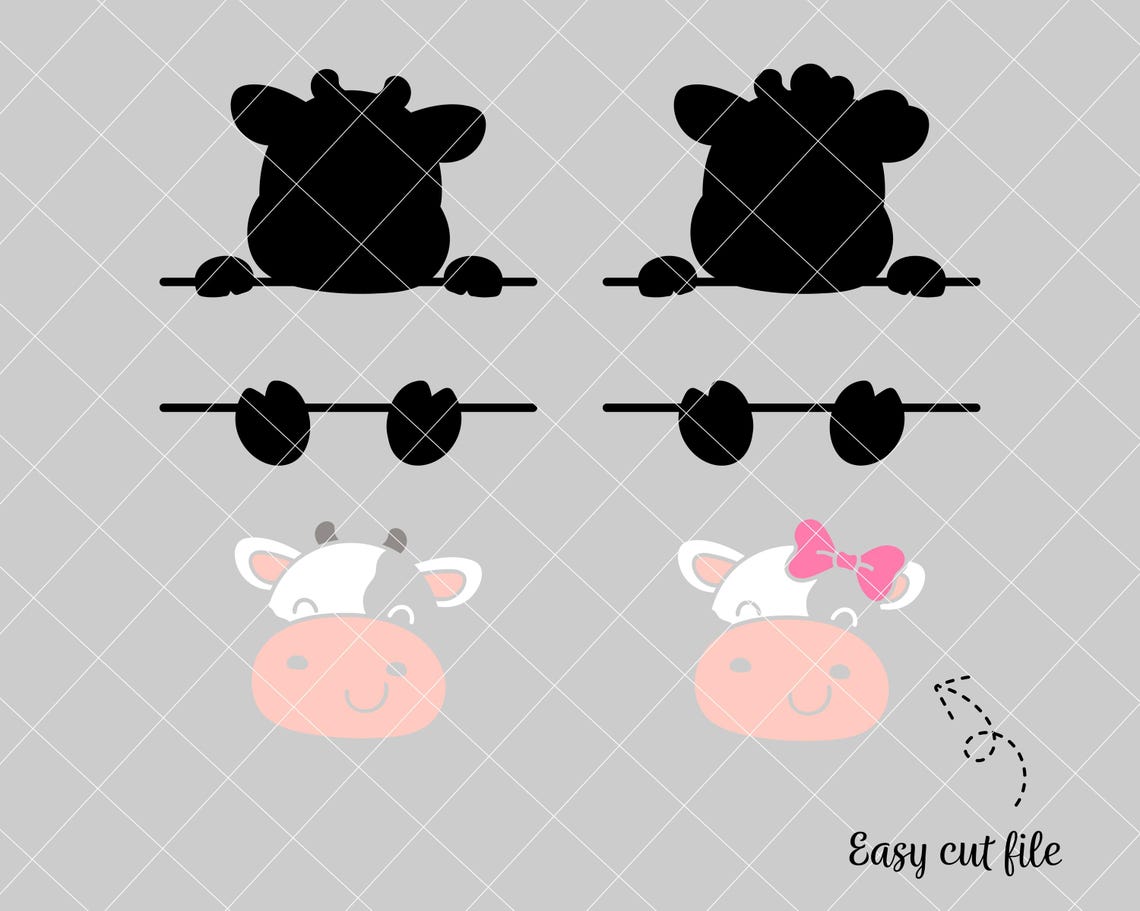 Baby Cow Monogram Svg Cow Cut File Baby Shower Shirt Svg Name Frame Svg ...
