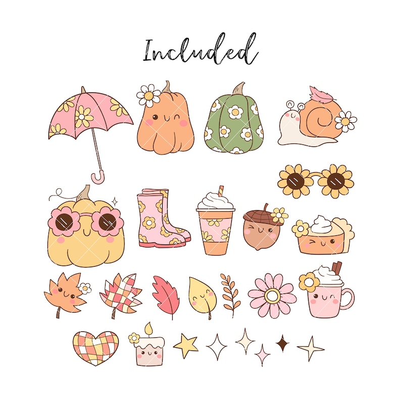 Groovy Autumn Clipart Retro Fall Png Thanksgiving Png Hippie Flower Png ...