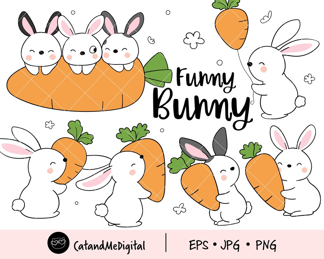 Bunny Spring Clipart Easter Clipart Baby Bunny Png Bunny With Carrot ...